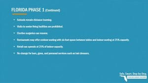 Governador da Flórida anuncia data do início da Fase 1 de reabertura