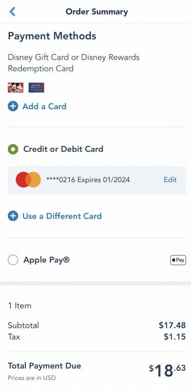 Disney adiciona horário e mais opções de pagamento no Mobile Order
